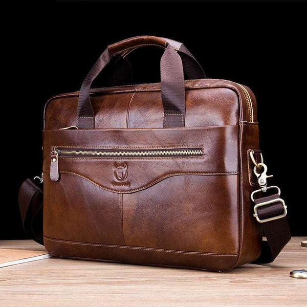 Men's Leather Laptop Shoulder Messenger Bag - Classic Leather Bag